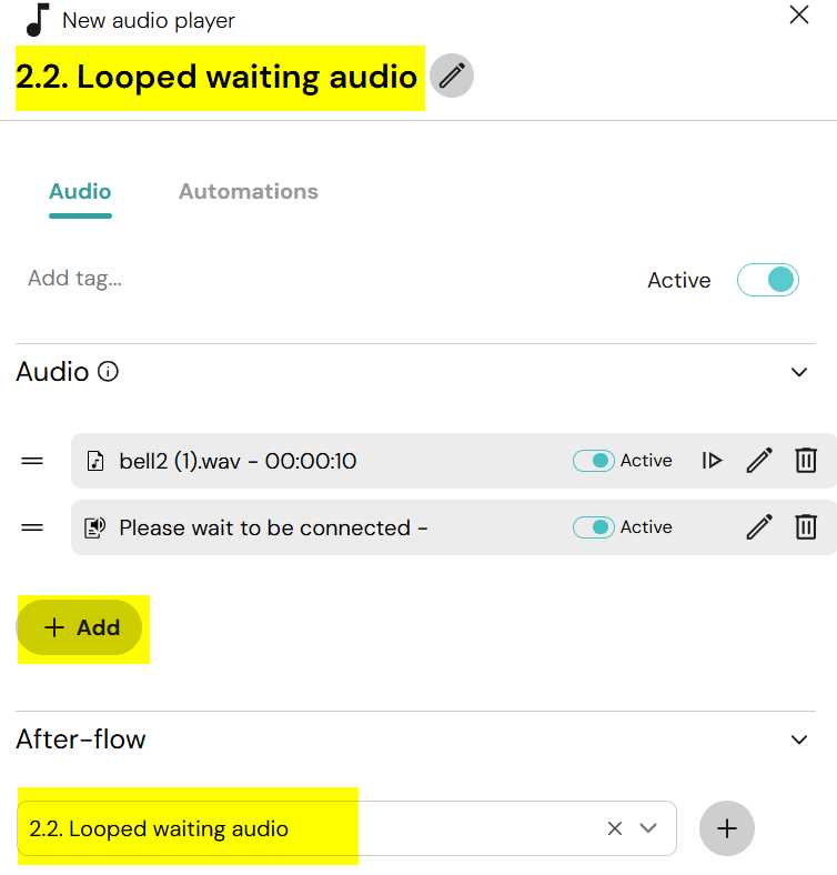 Adding waiting audios when customers are queued – babelforce